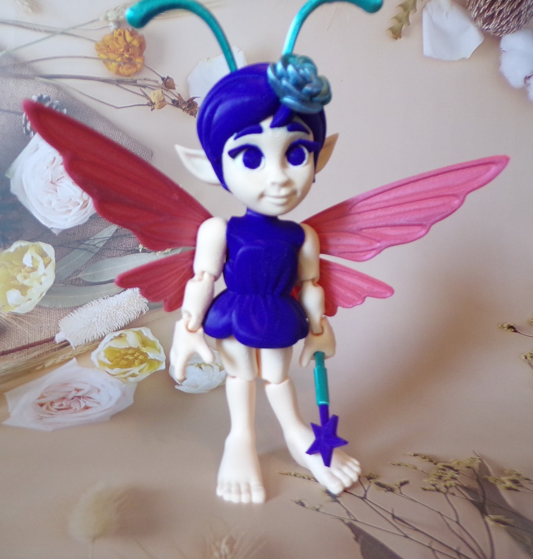 Fairy 3D Printed Articulated Figurine-free Shipping, Detachable Wings ...