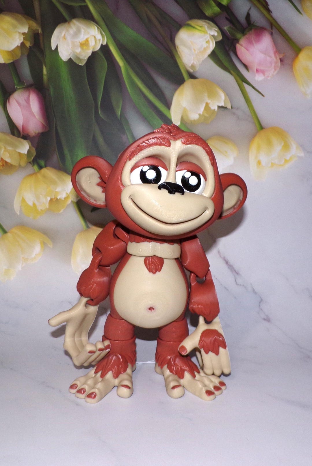 Monkey 3d Printed Articulated Figurine, Comes With Tree and Banana Free ...