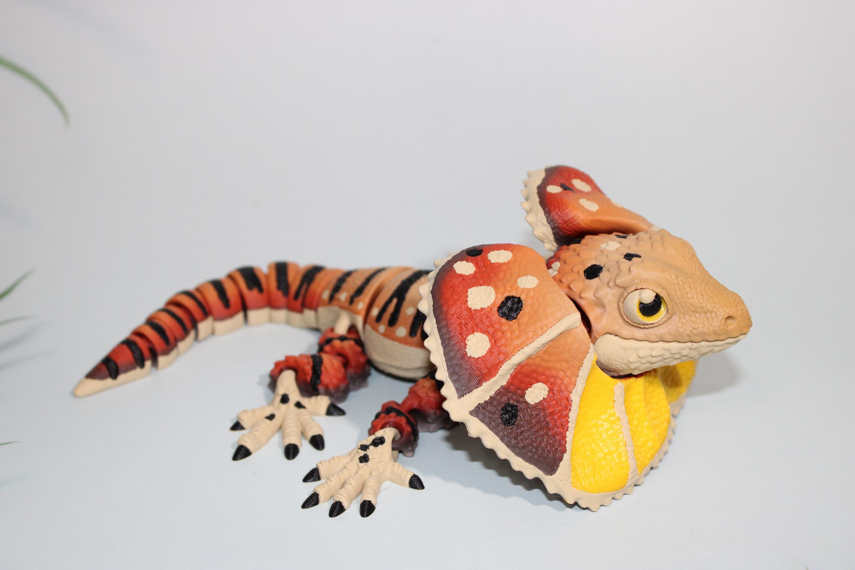Flexi Frilled-neck Lizard: 3D Printed Articulated Fidget Toy-colors May ...