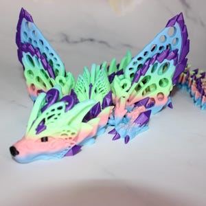 Fae Wolf Dragon 3D Printed Articulated Figurine, Long Dragon, Fidget ...