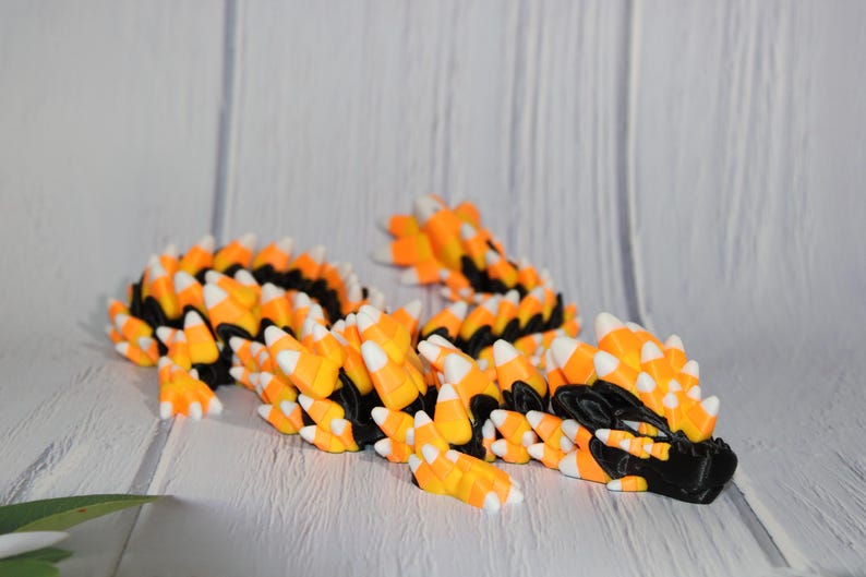 3D Printed Articulated Candy Corn Dragon Fidget Toy 24" Long - Etsy