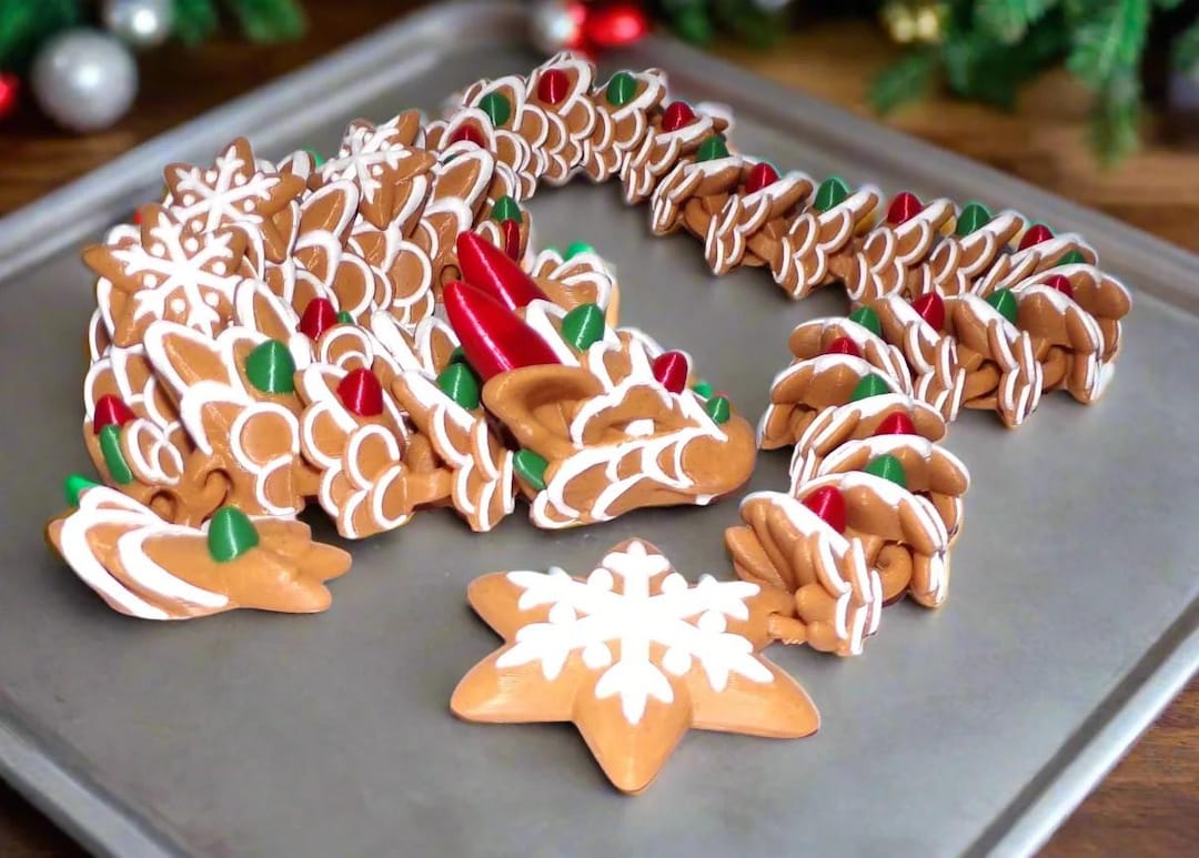 3D Printed Articulated Gingerbread Dragon Fidget Toy-shades of Colors ...