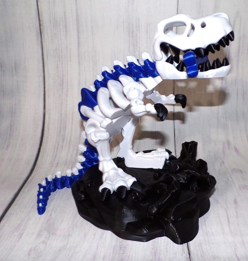 3D Printed Articulated T-rex Skeleton Figurine - Etsy