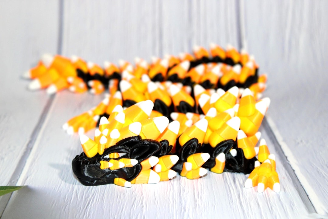 3D Printed Articulated Candy Corn Dragon Fidget Toy 24" Long - Etsy