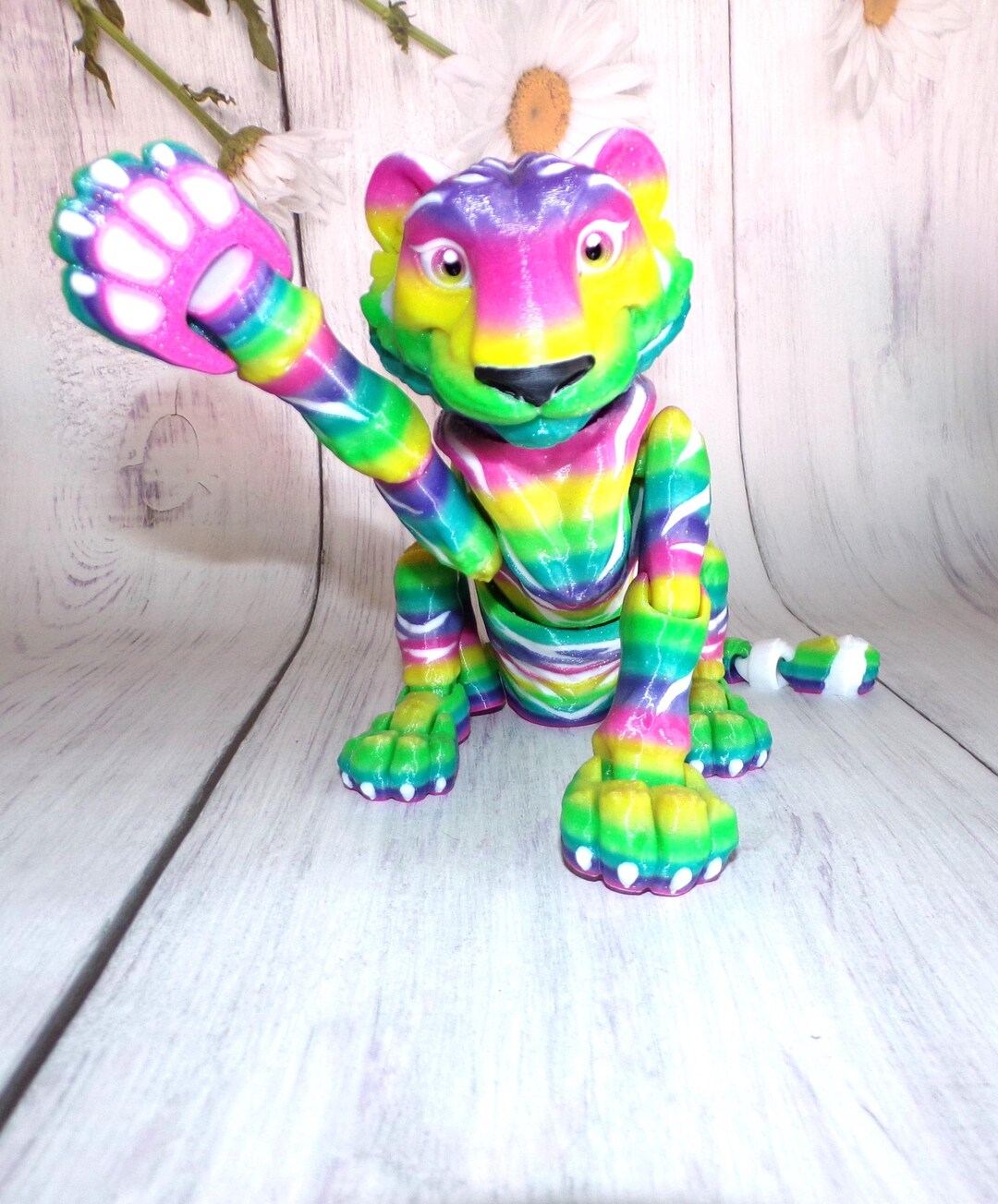 Glitter Rainbow Tiger, Fidget Tiger, 3D Printed Tiger, Free Shipping - Etsy