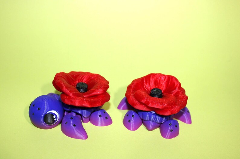 Articulated Turtle Fidget Toy: 3D Printed Remembrance Poppy Design - Etsy