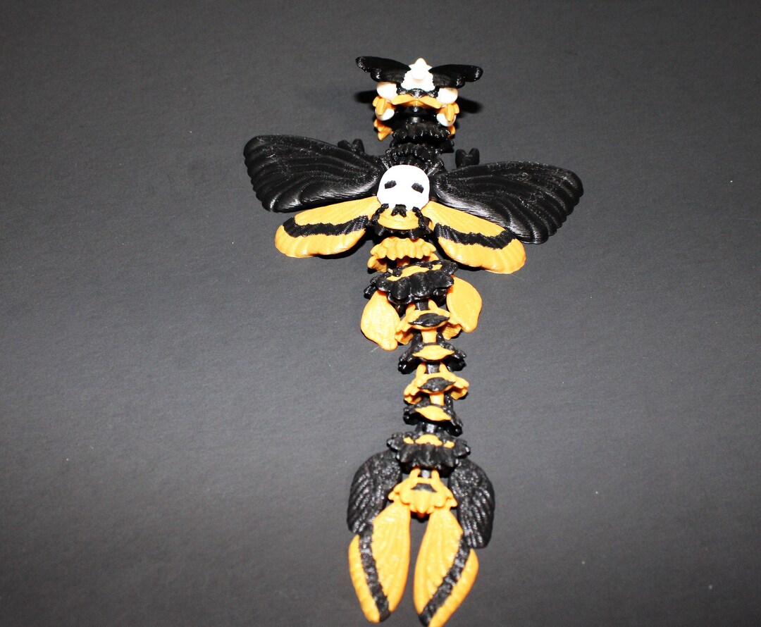 3D Printed Articulated Death-head Moth Dragon or Baby Fidget Toy - Etsy