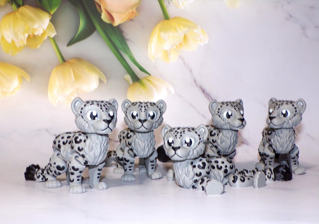 Articulated Snow Leopard Fidget Toy: 2"-3d Printed Flexi Animal - Etsy