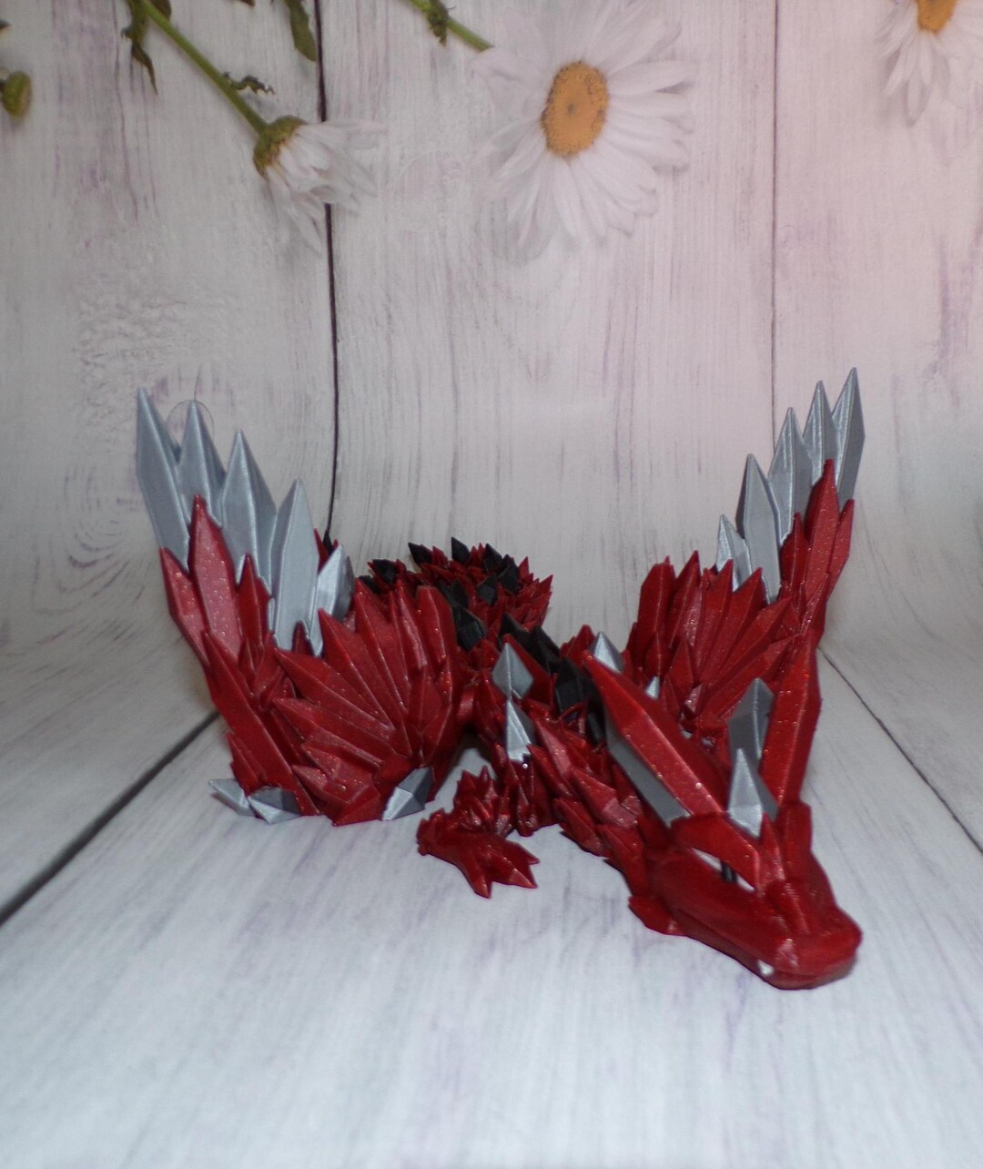 3D Printed Articulated Crystal Winged Dragon, Crystal Winged Dragon ...