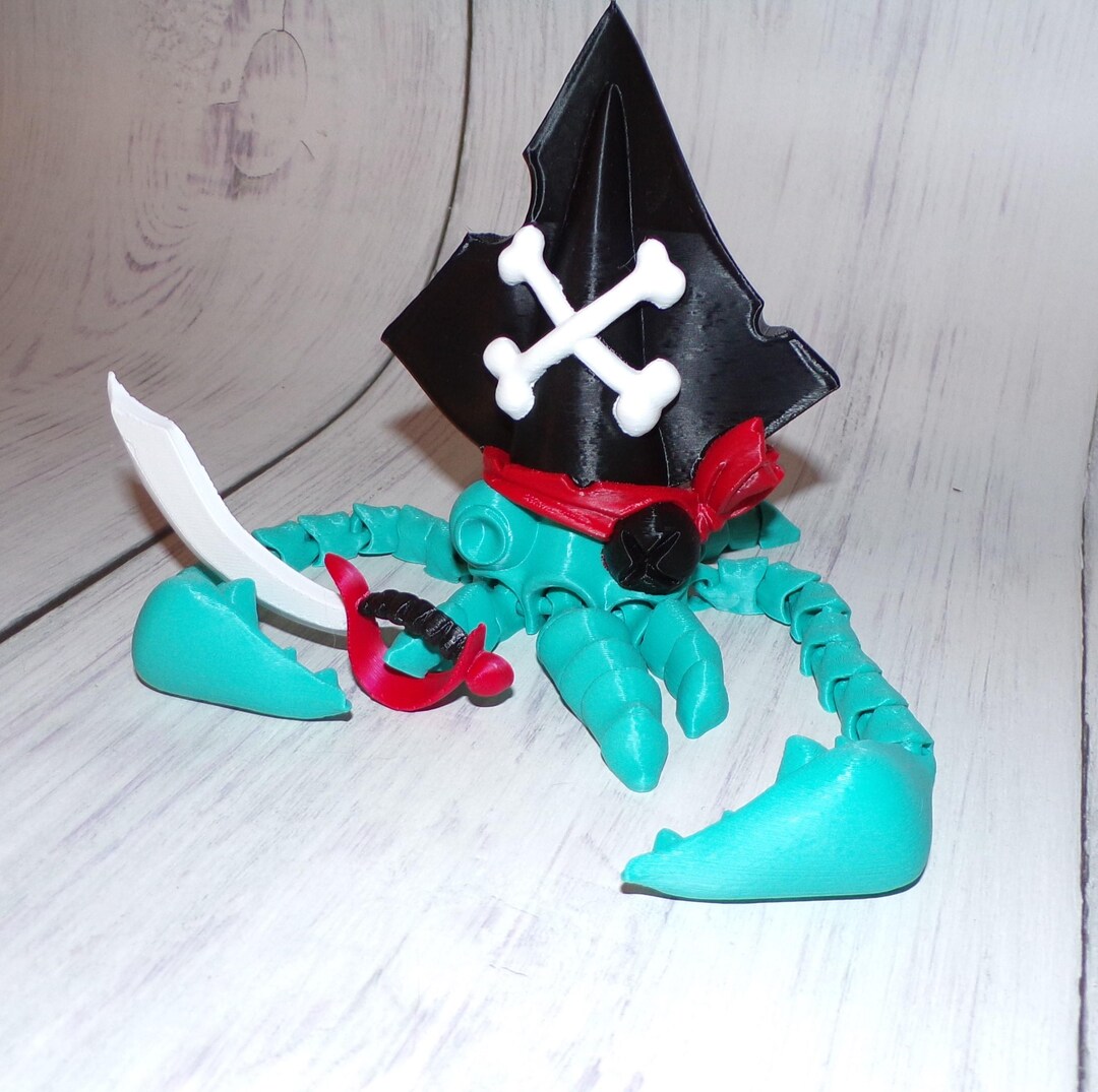 Pirate Squid: 3D Printed Articulated Figurine - Free Shipping Included ...