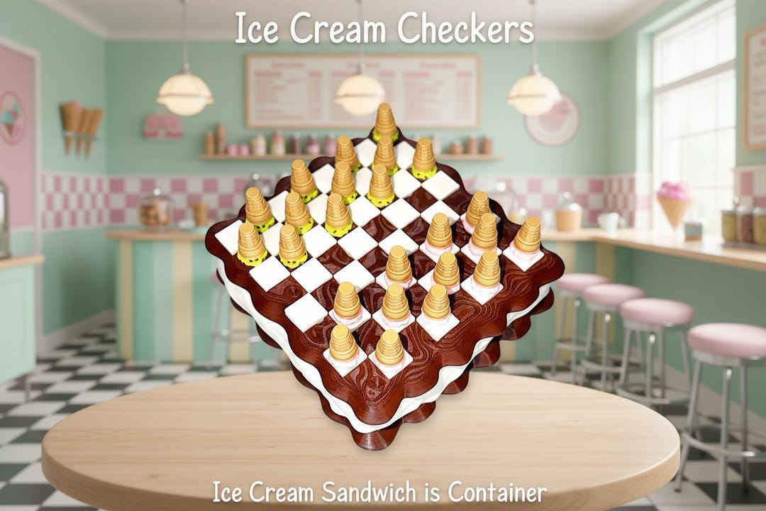 3D Printed Ice Cream Checkers Set – Mochi Makes, Novelty Board Game - Etsy