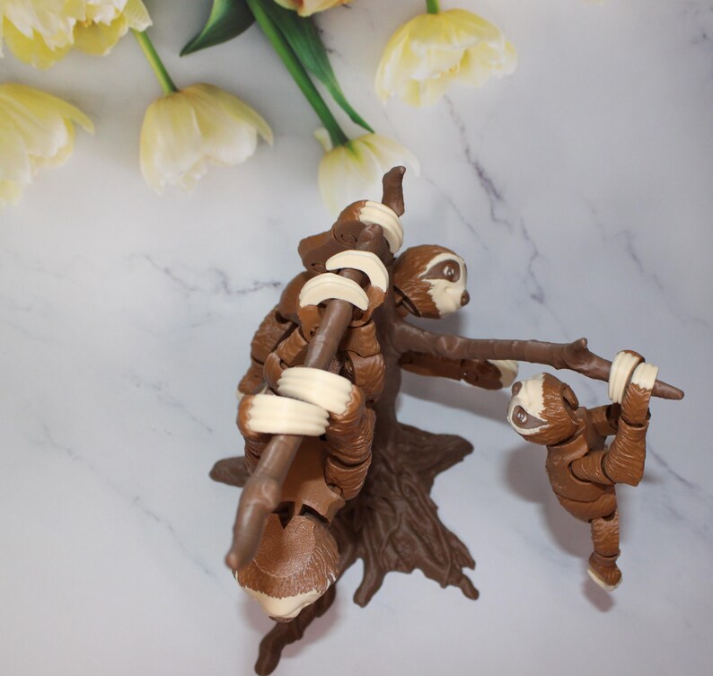 Sloth 3d Printed Comes With Tree Flexi Fidget Articulated-great Gift ...