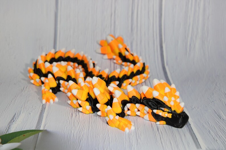 3D Printed Articulated Candy Corn Dragon Fidget Toy 24" Long - Etsy
