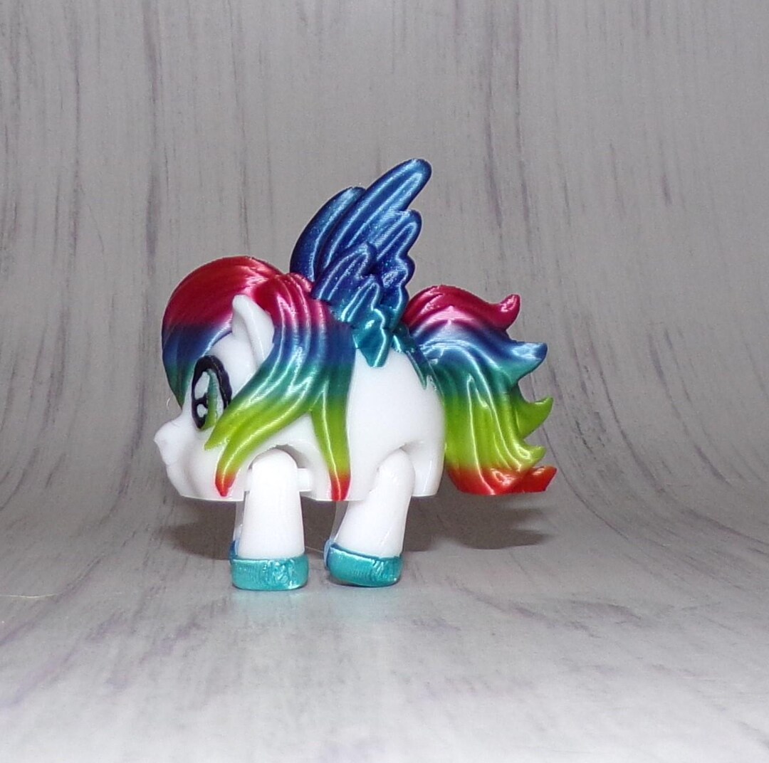 Rainbow Pony Puff: 3D Printed Articulated Fidget Toy Free Shipping ...