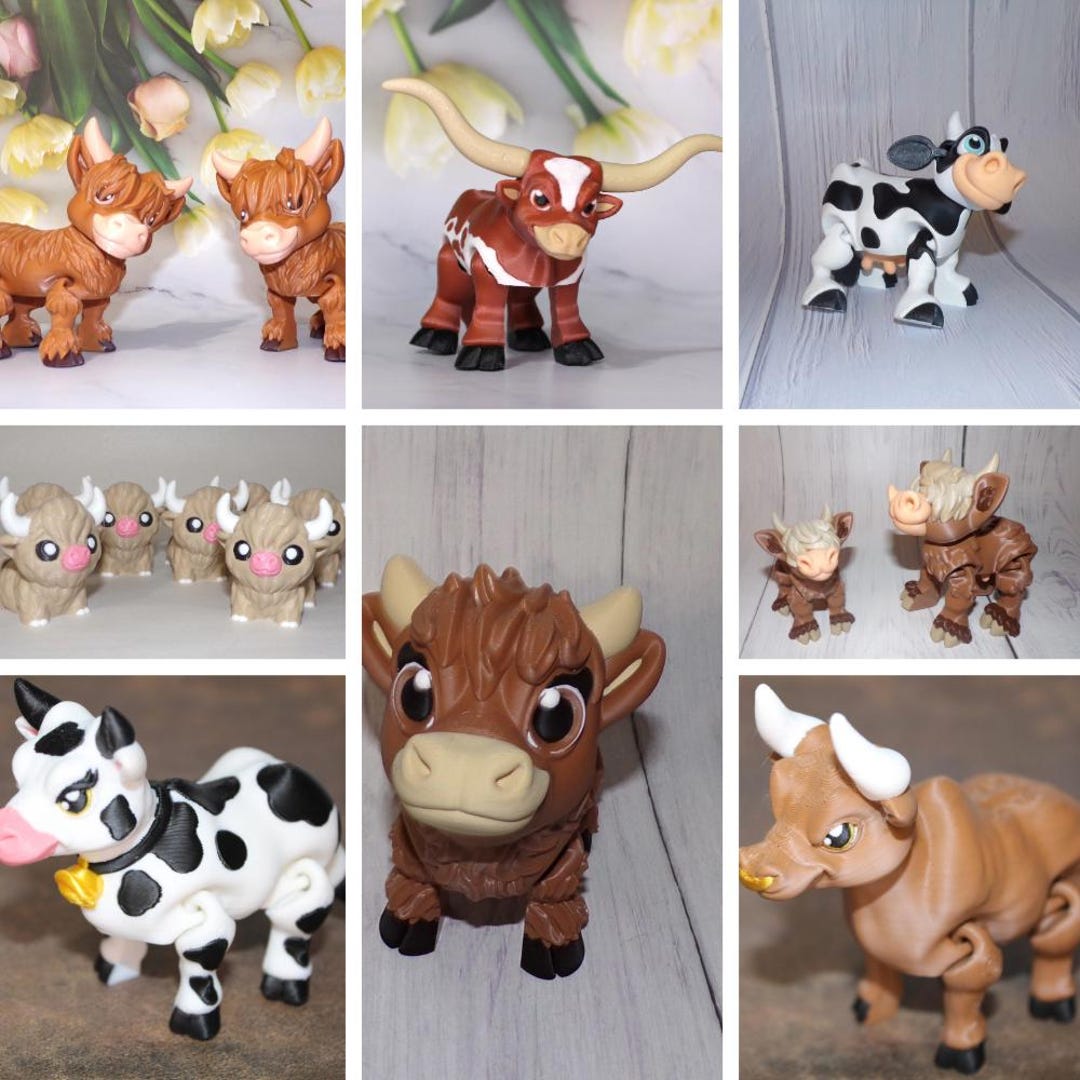 Cows-variety to Choose From 3D Printed Articulated Fidget Toy - Free ...