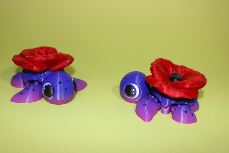 Articulated Turtle Fidget Toy: 3D Printed Remembrance Poppy Design - Etsy
