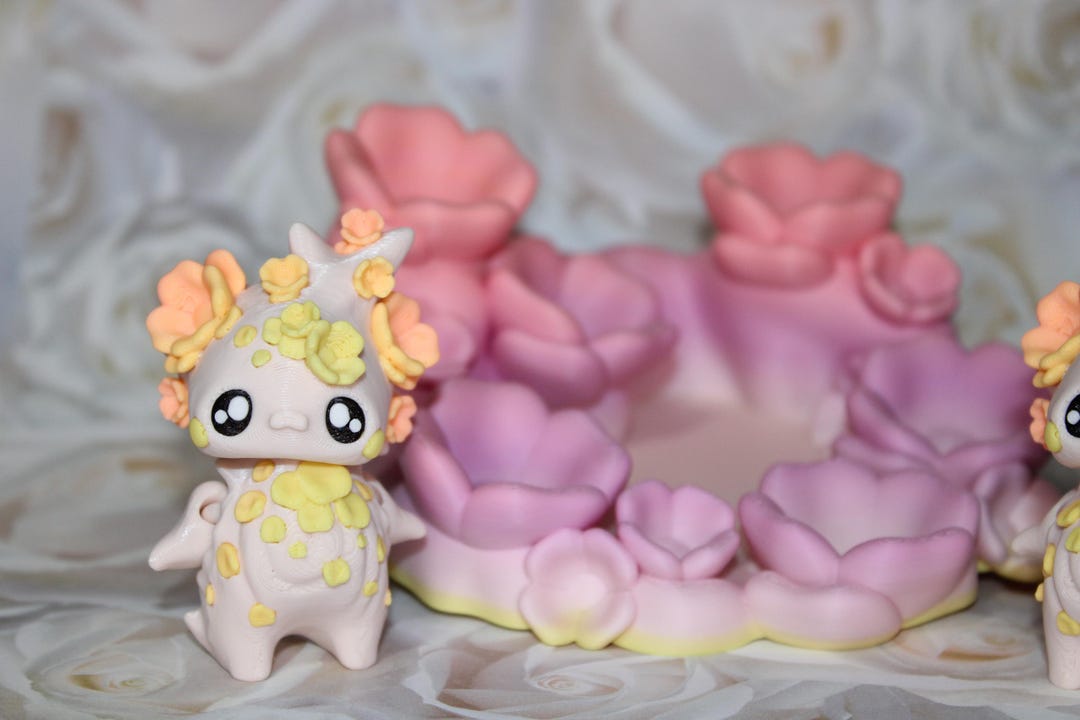 Cherry Blossom Pixie With Dice Stand Options- Full Color 3D Printed Articulated Fidget Toy ...