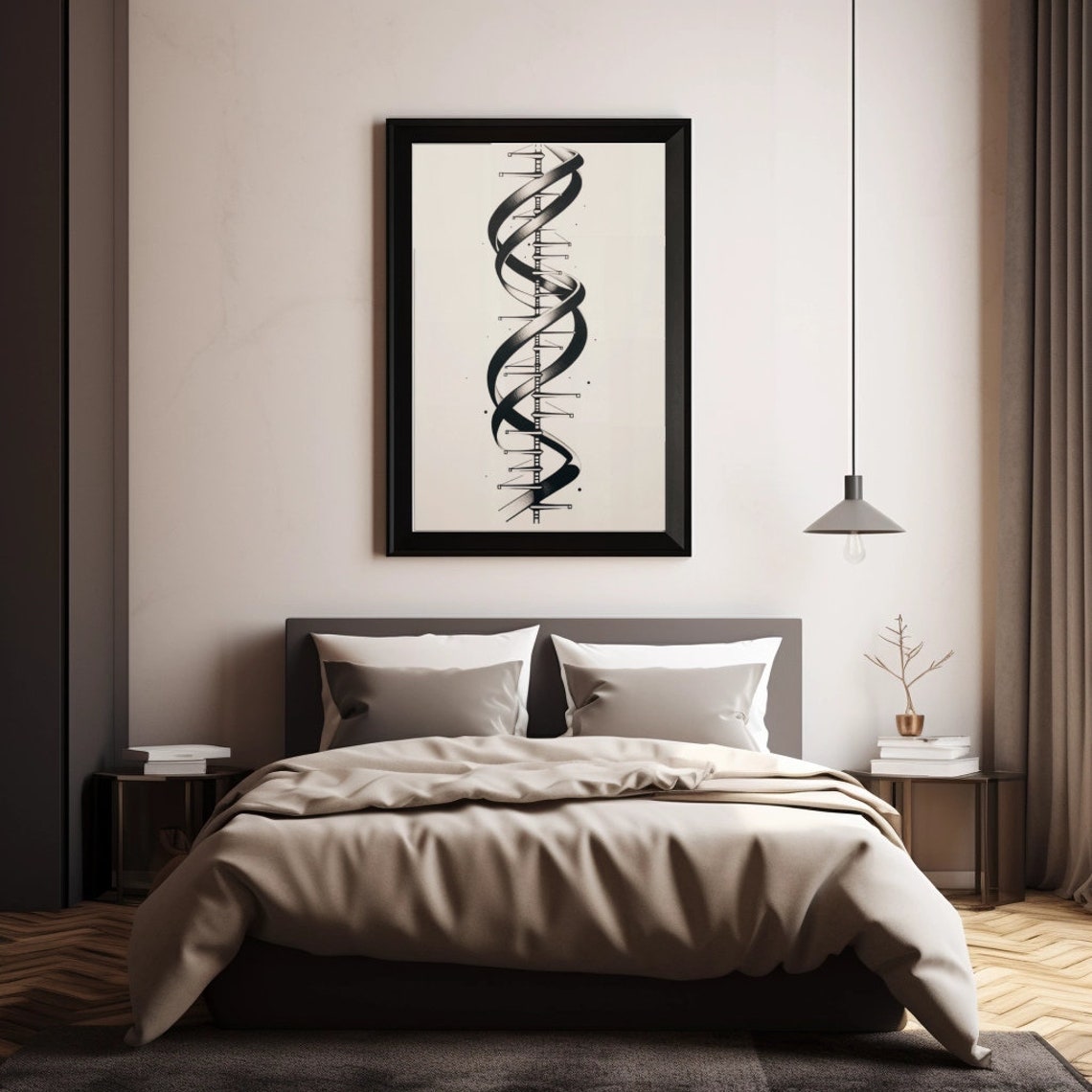 Modern Wall Art DNA Wall Decor Black and White Wall Art Bedroom - Etsy