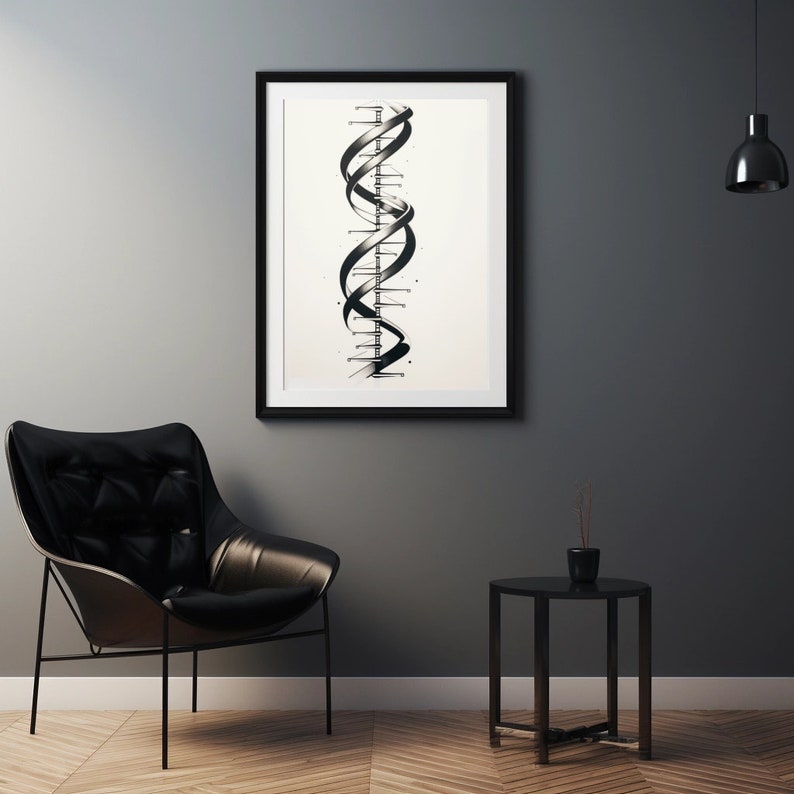 Modern Wall Art DNA Wall Decor Black and White Wall Art Bedroom - Etsy