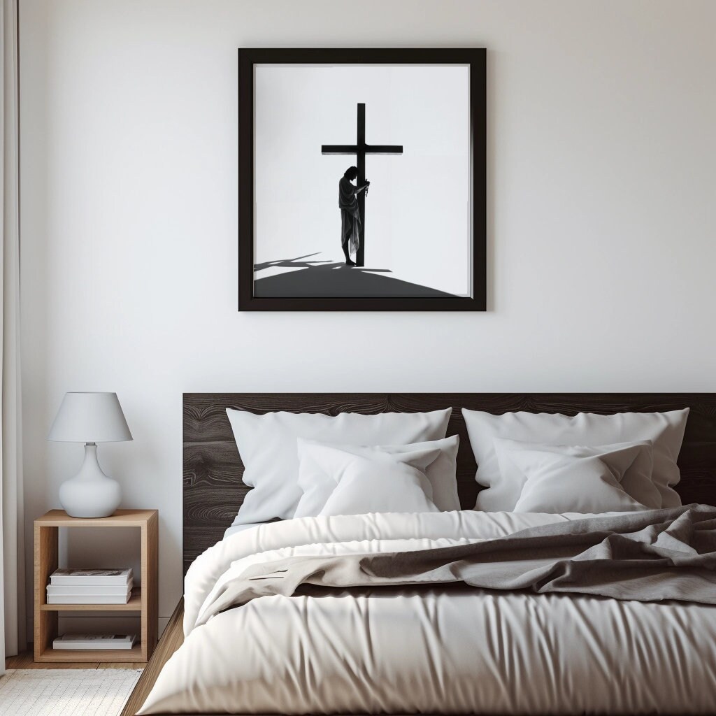 Christian Wall Art for Bedroom Jesus and the Cross Religious Artwork - Etsy