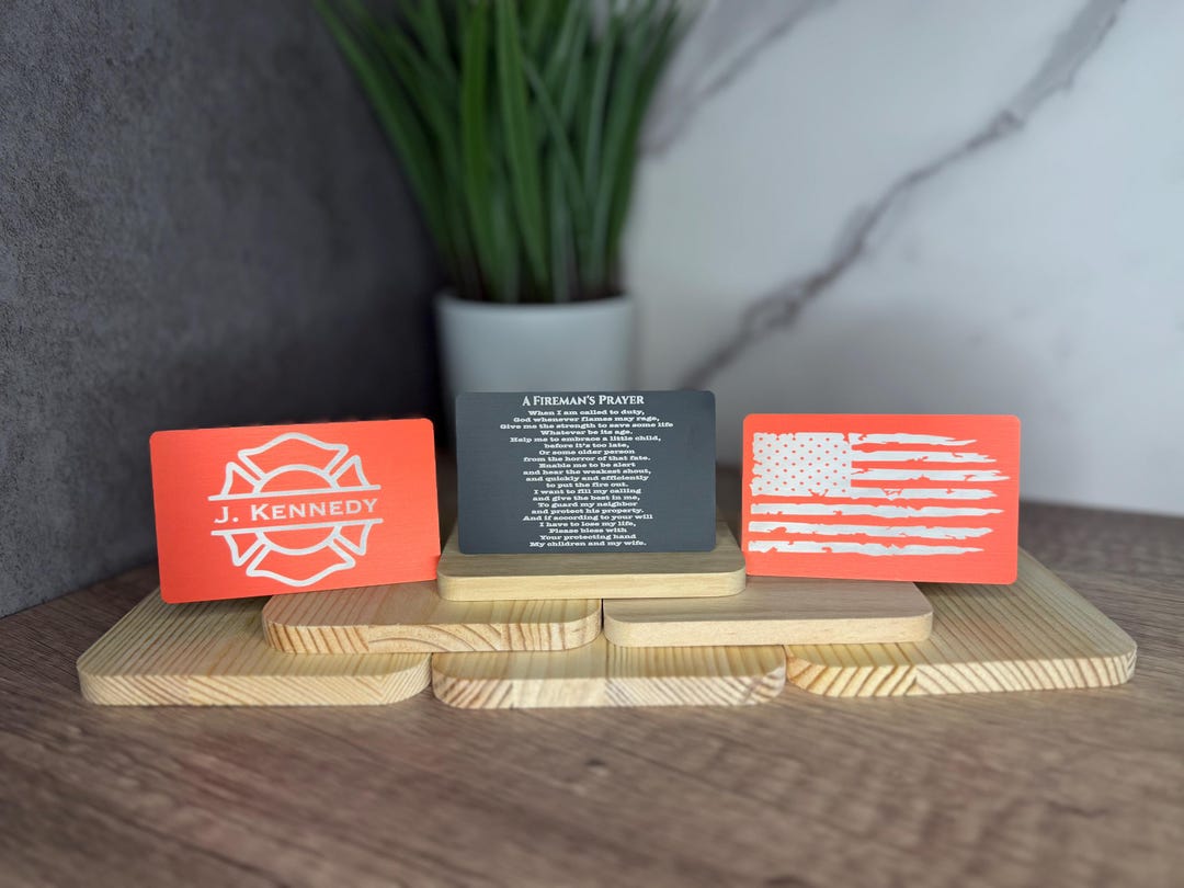 A Fireman's Prayer Laser Engraved .8mm Metal Card - Etsy