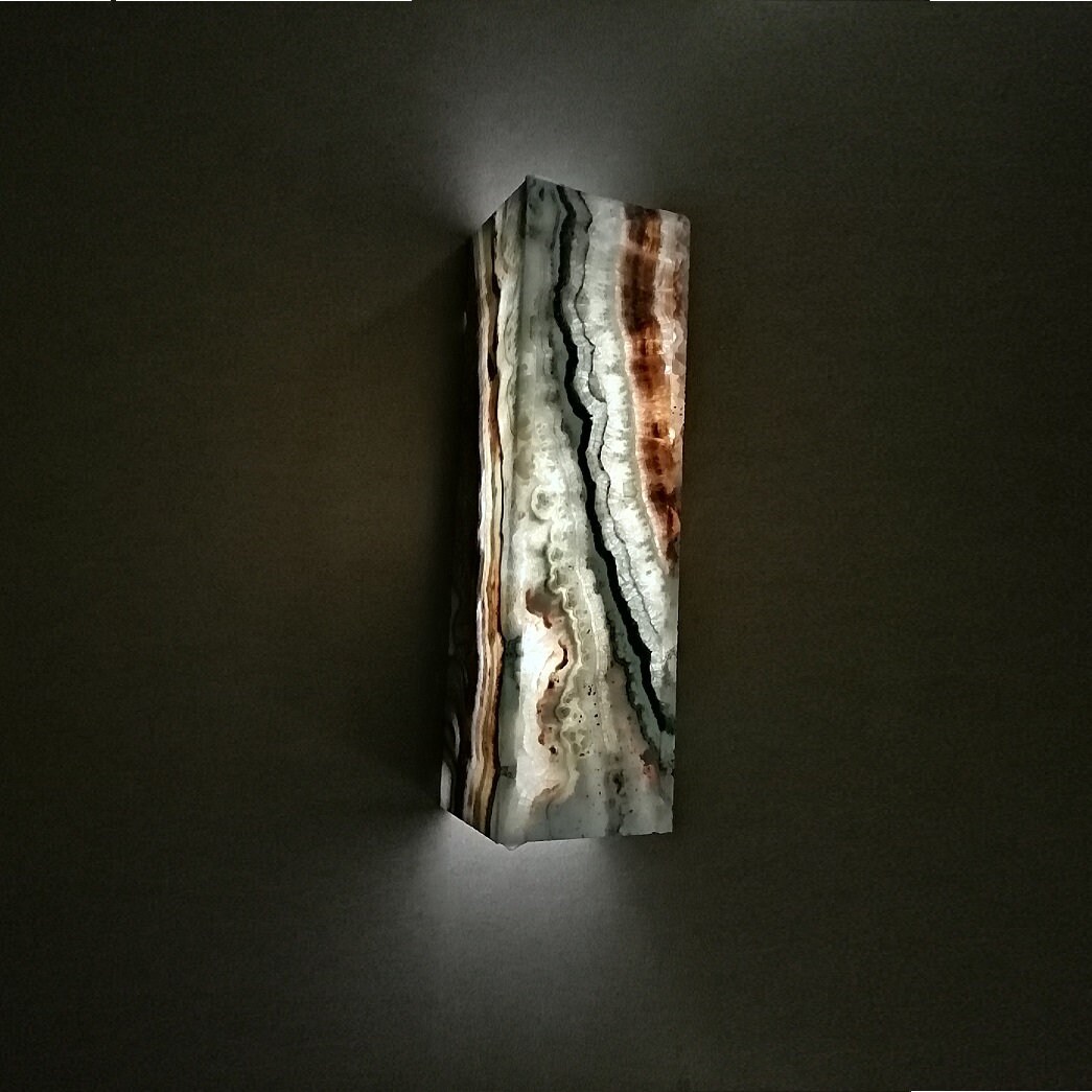 Alabaster Wall Lighting, Wall Sconce, Decorative Cordless Lamp, Carved ...