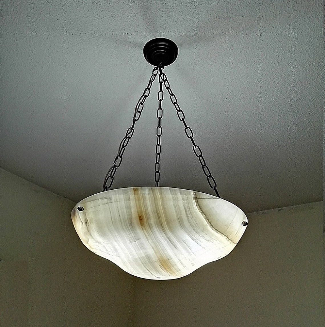 Modern Honey White Alabaster Ceiling Lighting Lamp, Pendant Lighting ...