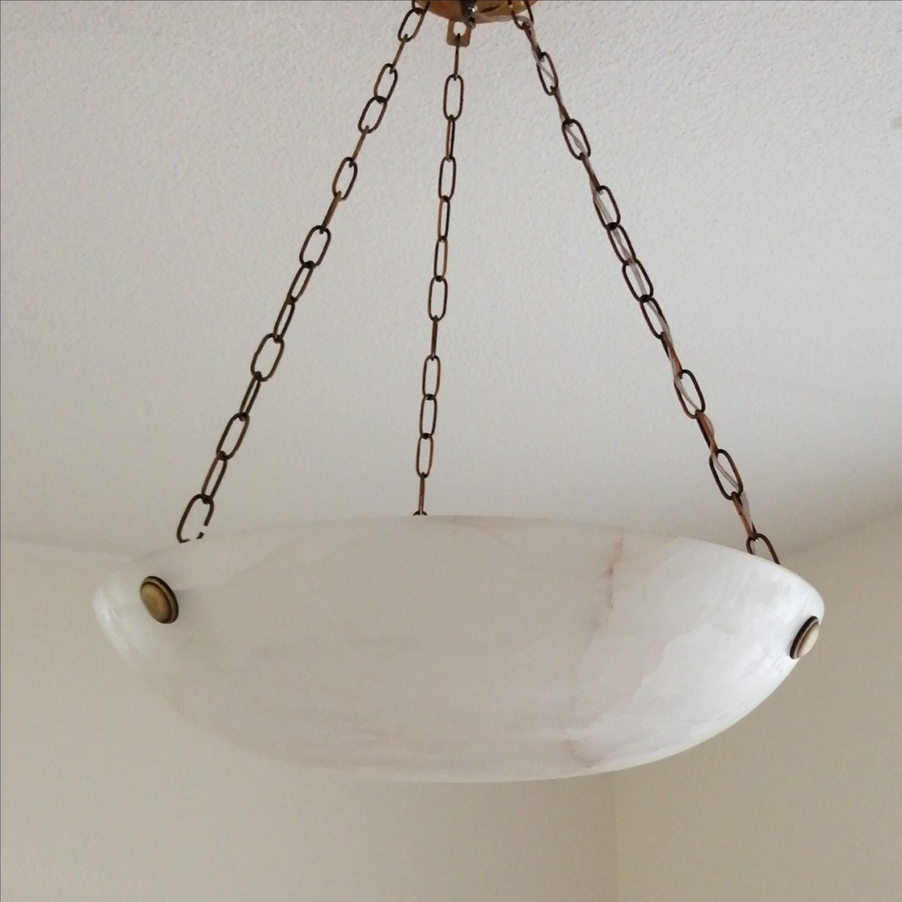 White Alabaster Chandelier, Italian Alabaster Lamp, Marble Pendant ...