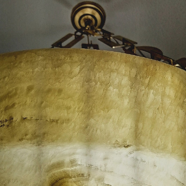 Modern Golden Alabaster Ceiling Lighting Lamp, Handmade Pendant ...