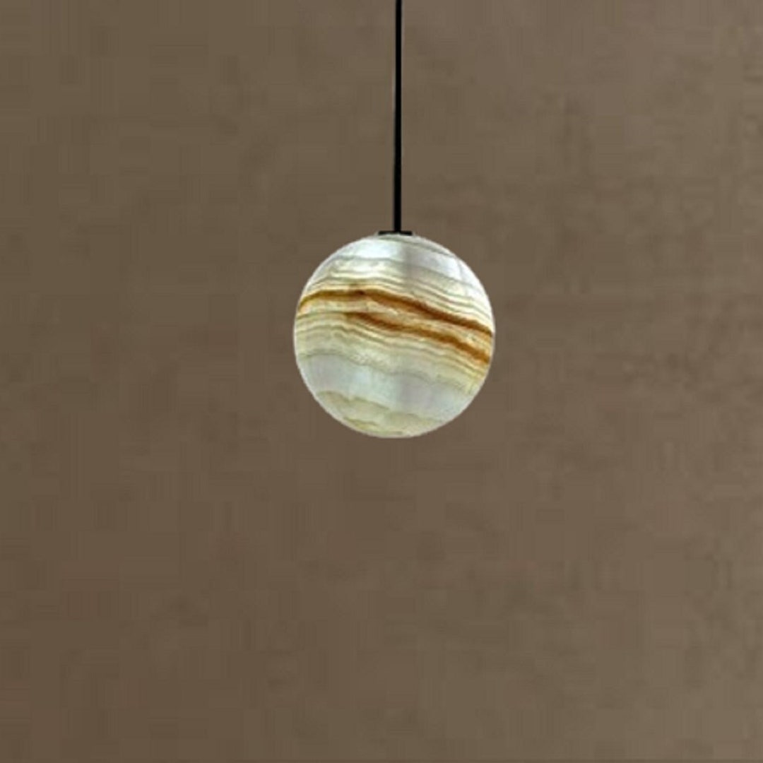Amber White Alabaster Ceiling Pending Light Esphere Fixture, Pendant ...
