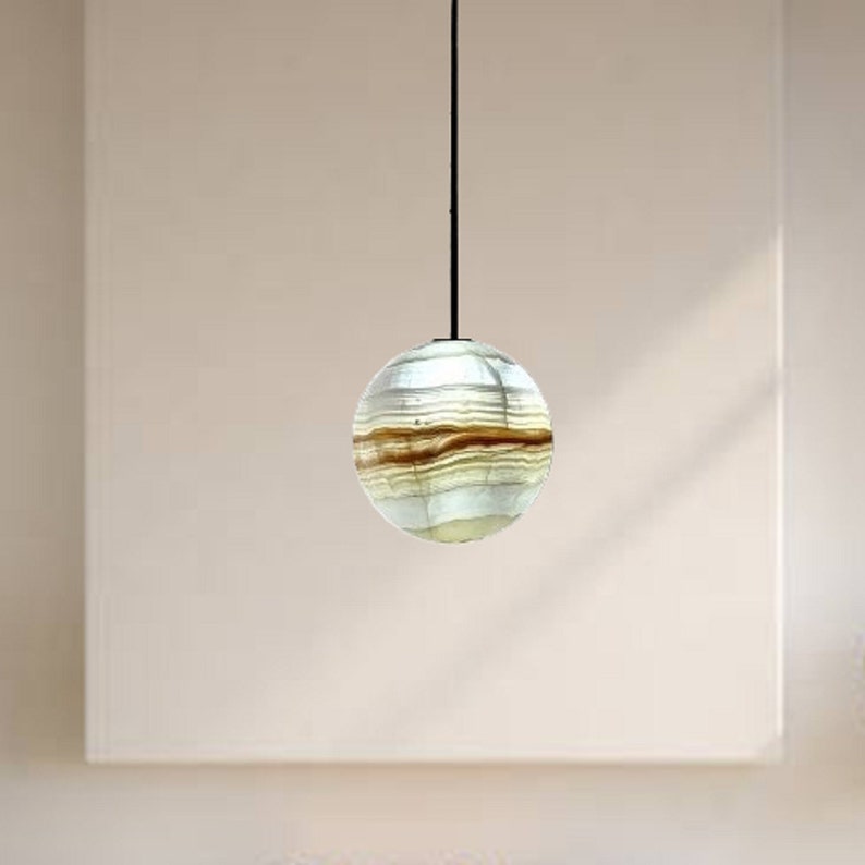 Amber White Alabaster Ceiling Pending, Light Esphere Fixture, Pendant ...