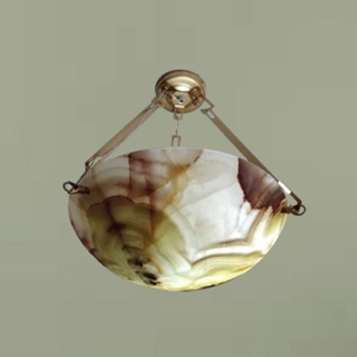 Exotic Green Italian Alabaster Lamp, Marble Pendant Light, Alabaster ...