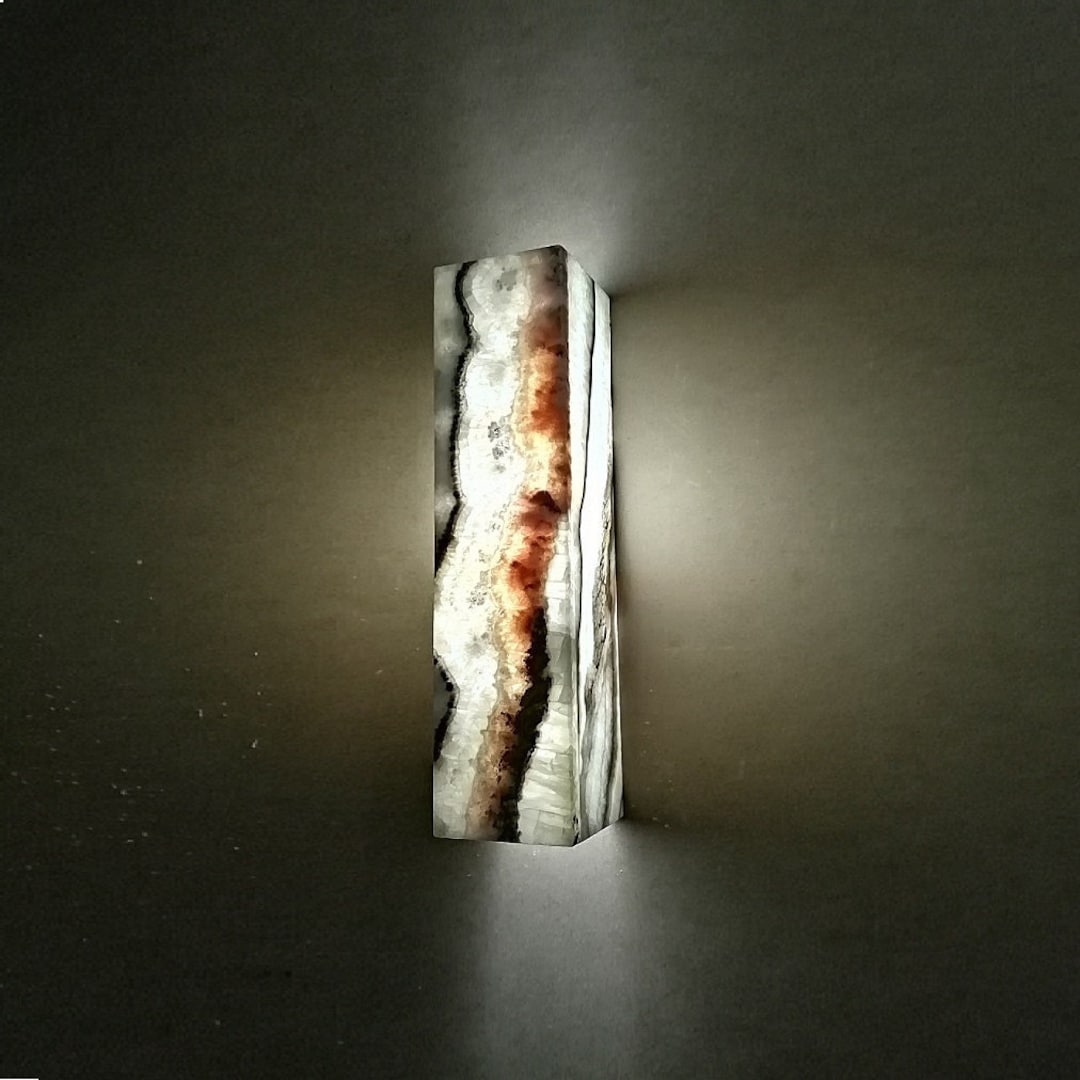 Alabaster Wall Lighting, Wall Sconce, Decorative Cordless Lamp, Carved ...