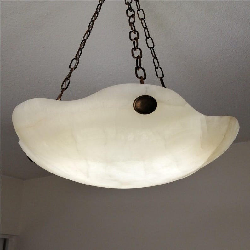 Honey White Alabaster Chandelier, Italian Alabaster Lamp, Marble ...