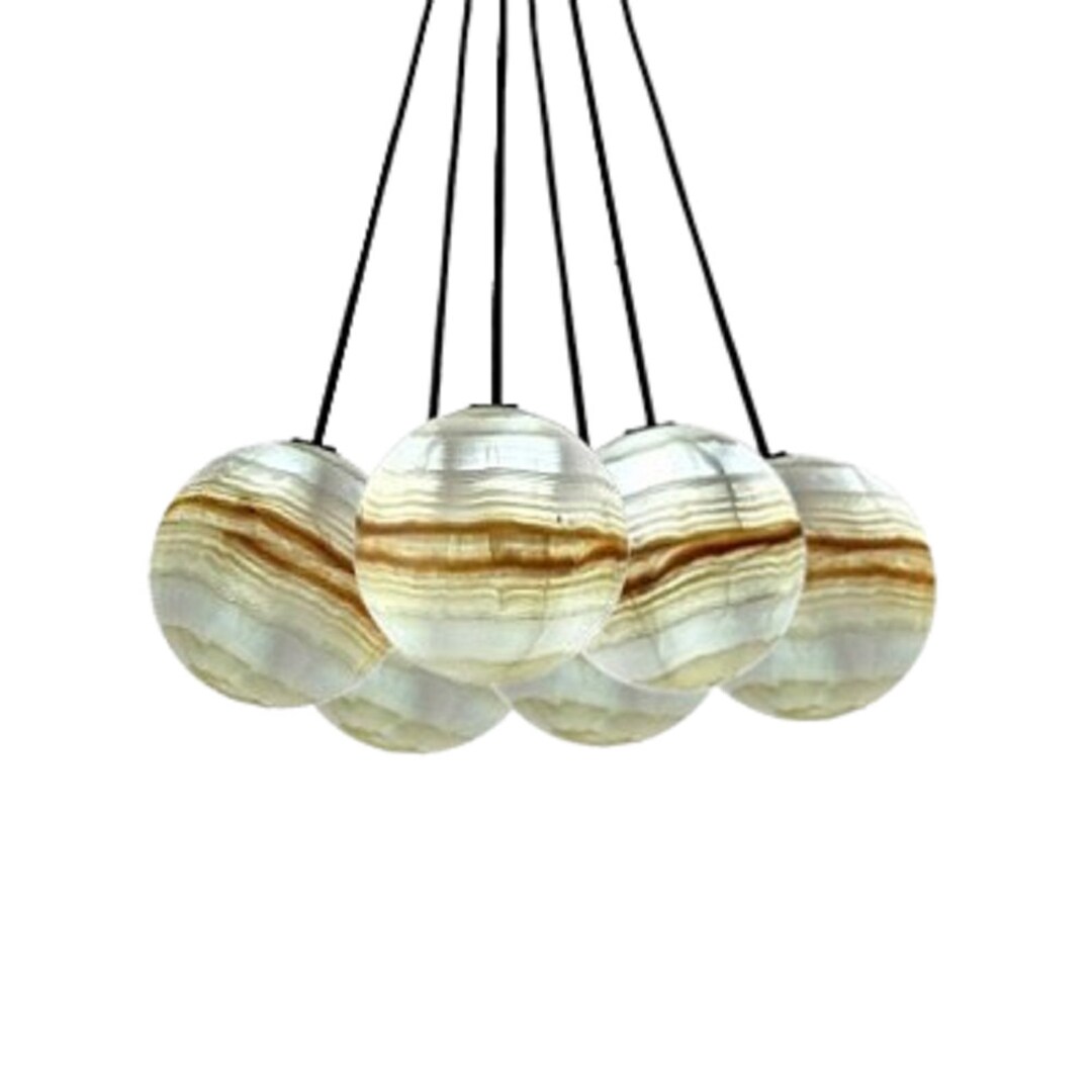 Amber Crystal White Alabaster Ceiling Pending Light Esphere Fixture ...