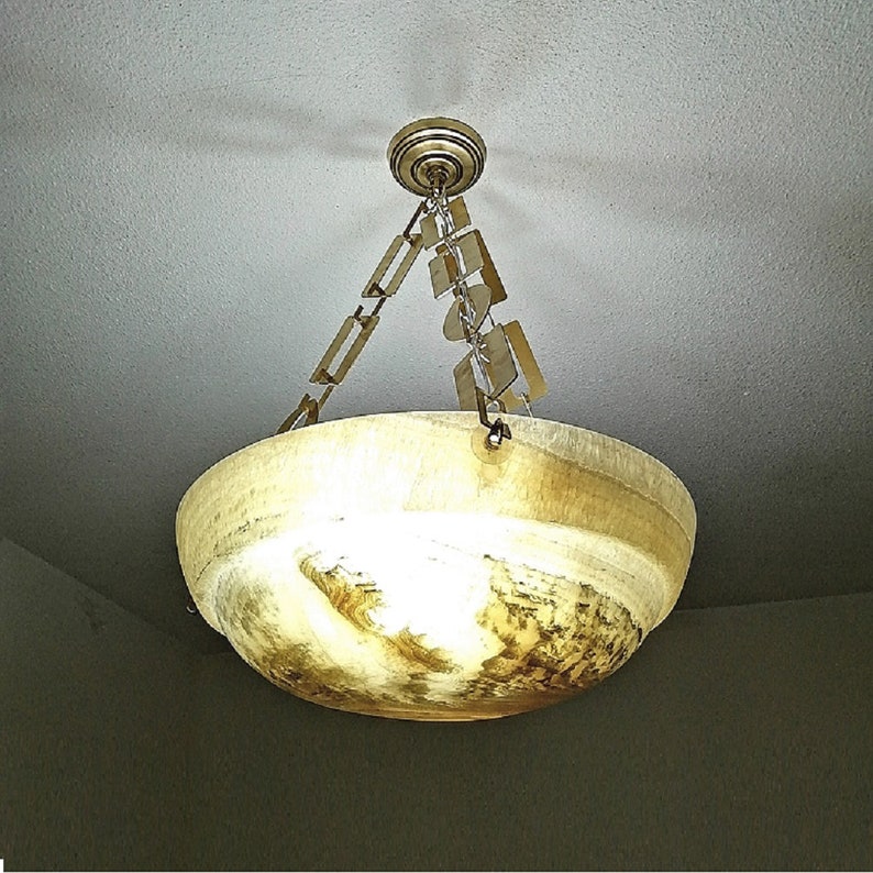 Modern Golden Alabaster Ceiling Lighting Lamp, Handmade Pendant ...