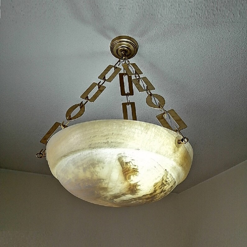 Modern Golden Alabaster Ceiling Lighting Lamp, Handmade Pendant ...