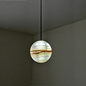Amber White Alabaster Ceiling Pending, Light Esphere Fixture, Pendant ...