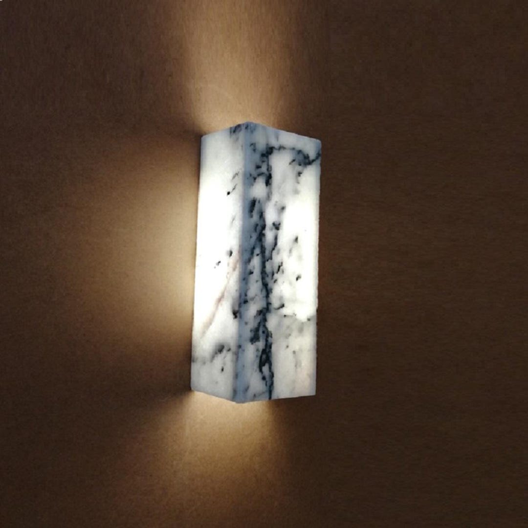 Black and White Alabaster Wall Sconce Lighting, Modern Wall Lamp, Stone ...