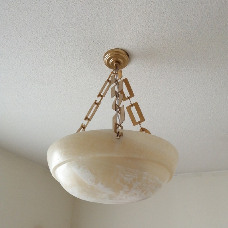 Modern Golden Alabaster Ceiling Lighting Lamp, Handmade Pendant ...