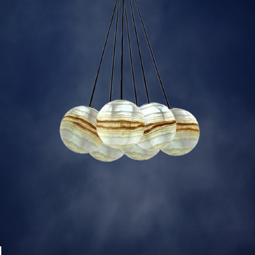 Amber Crystal White Alabaster Ceiling Pending Light Esphere Fixture ...