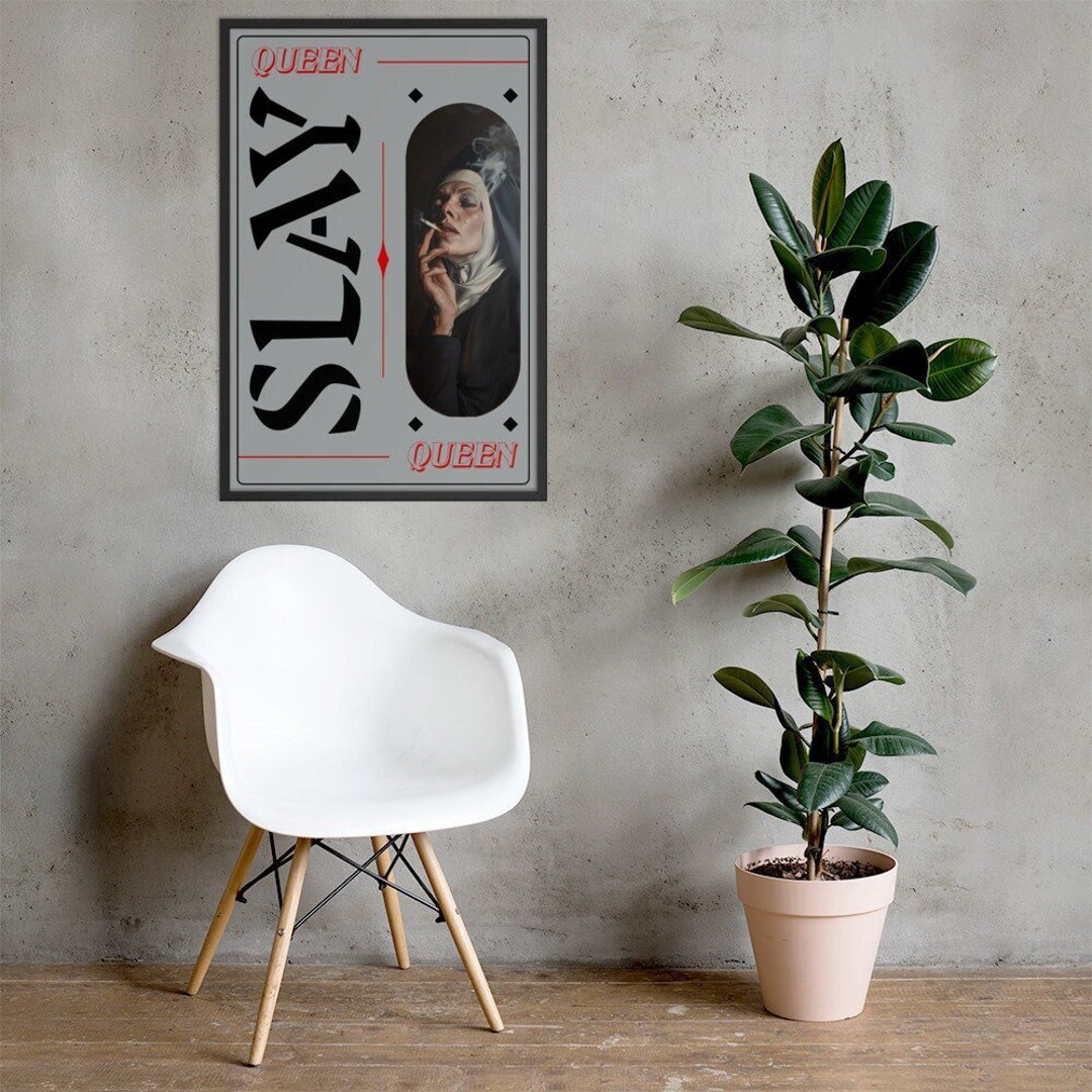 Slay Queen Edgy Nun Framed Print Wall Decor Poster Art Alternative Bold ...