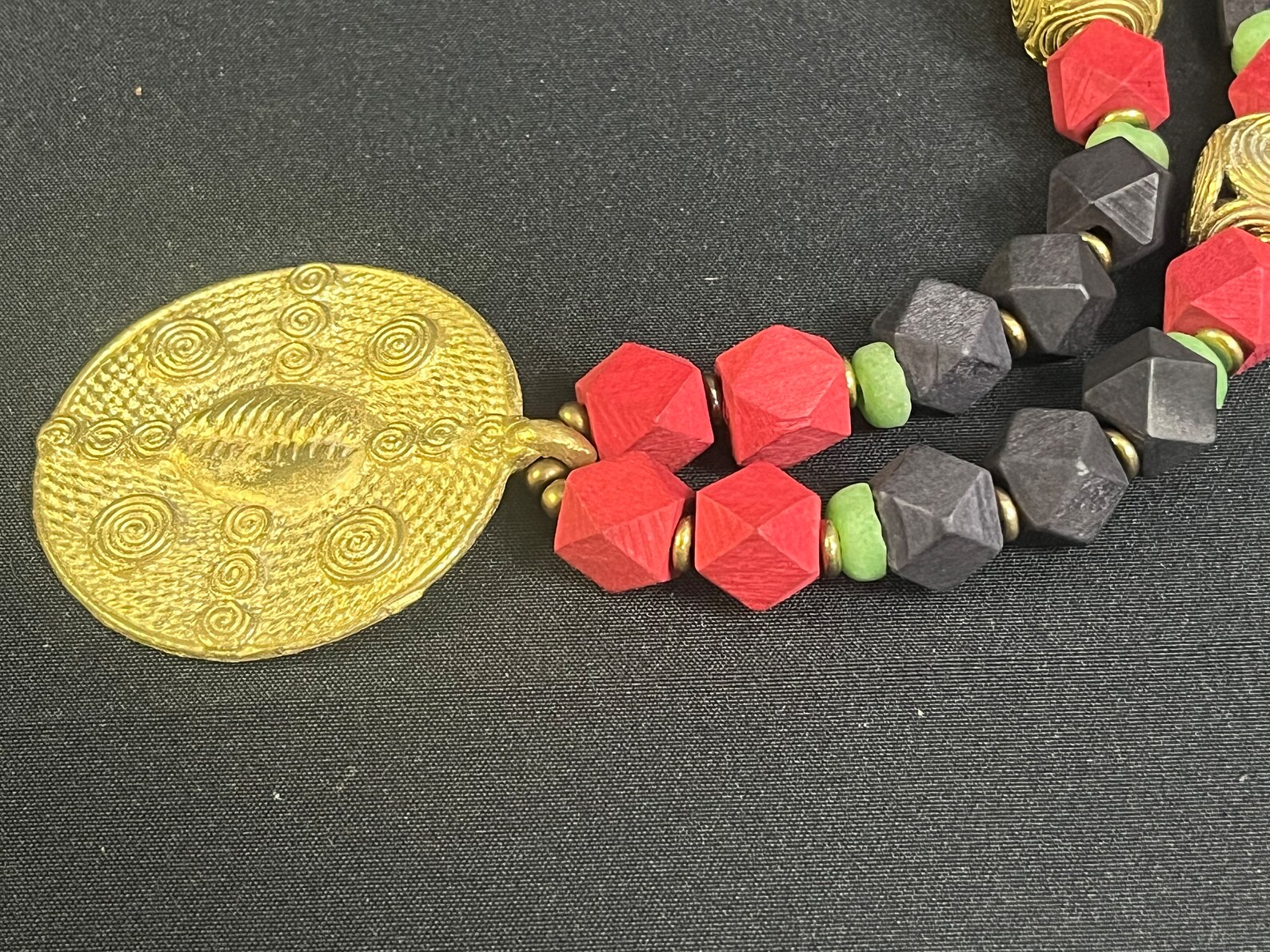 African Unity Peace Necklace/ Wooden, Glass and Brass - Etsy