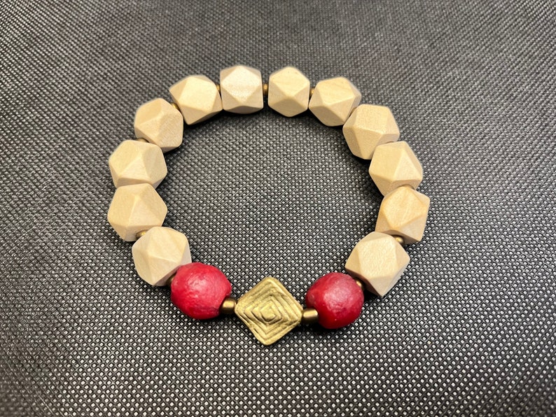 Coptic Cross Rosary Beads Necklace and Bracelet Set, African Cherry Red ...