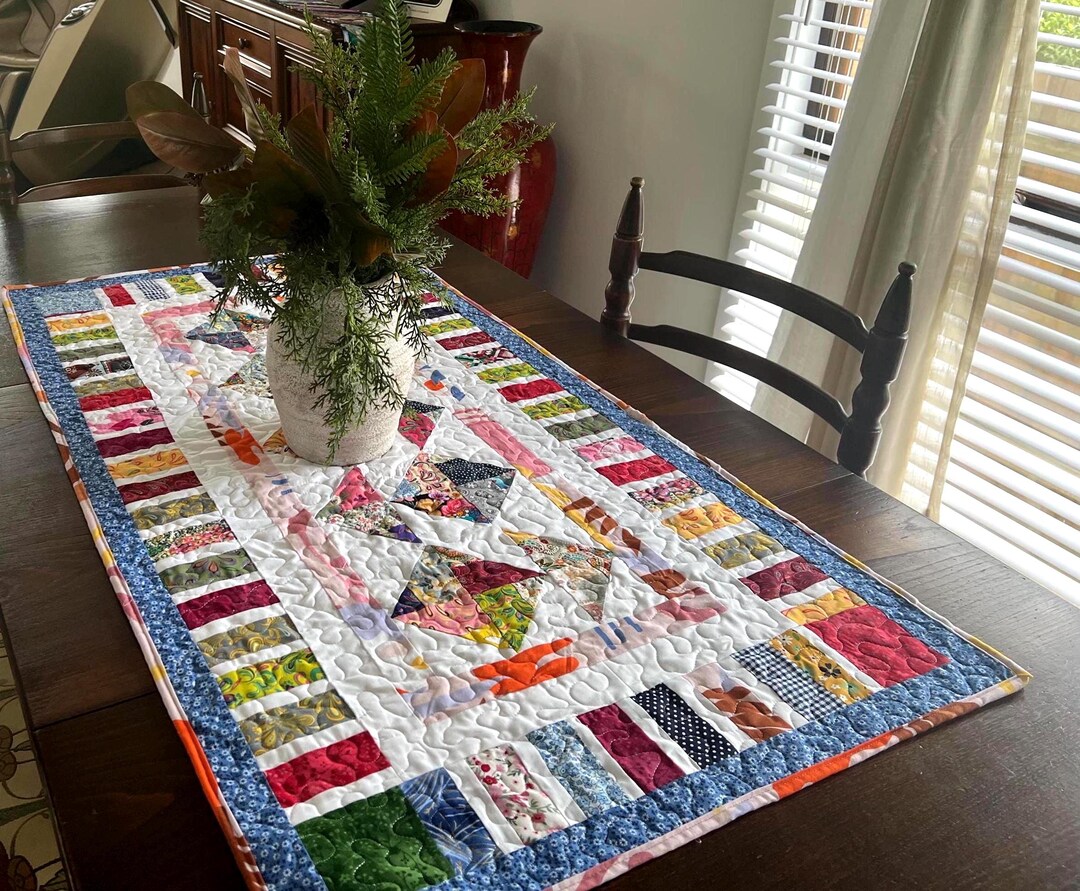 Easter Table Quilt Handmade Pastel Table Topper Spring Table Runner ...