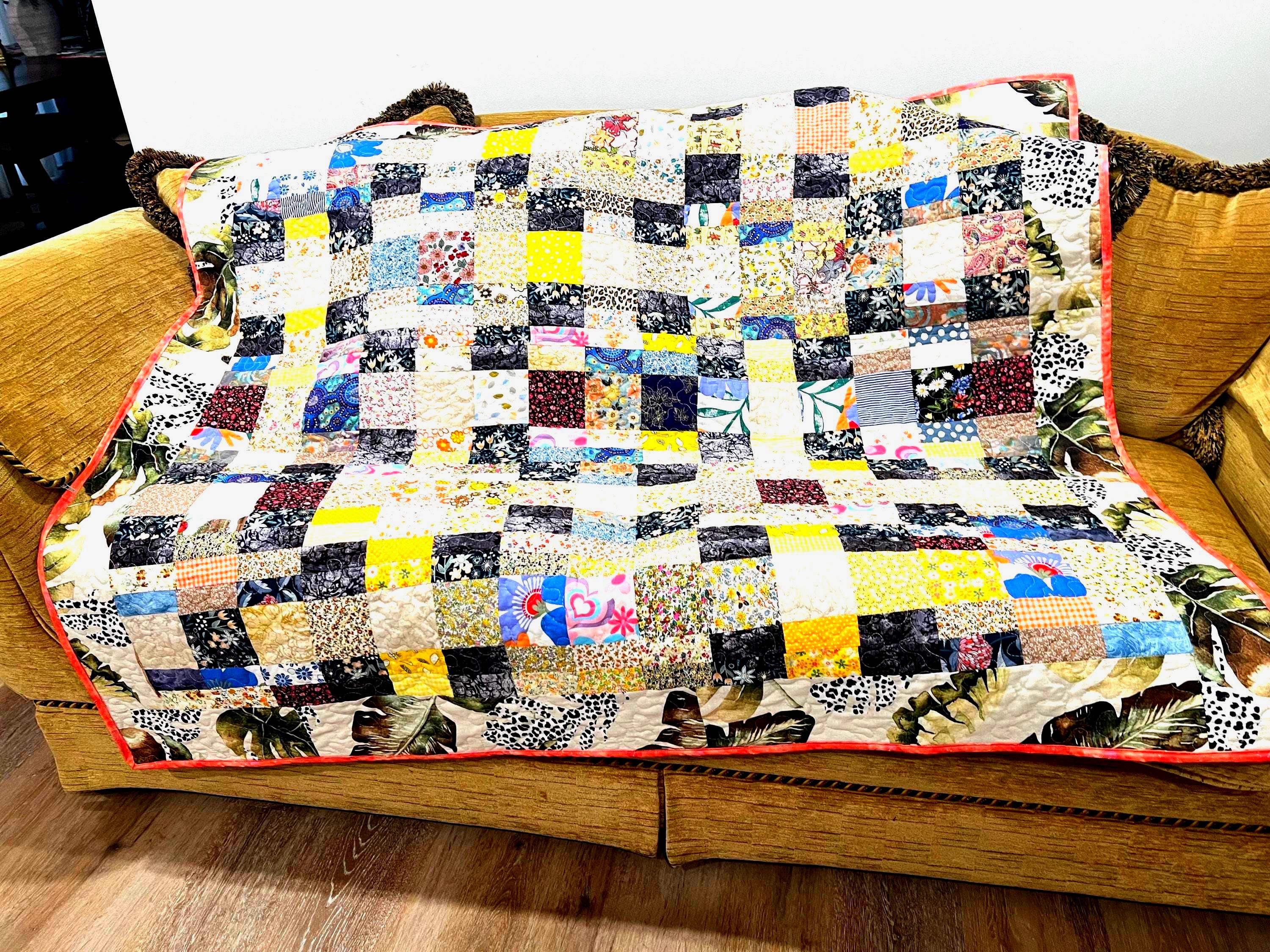 Potato Chip Quilt Pattern: Easy QAYG Scrap Quilt Tutorial (PDF Download ...