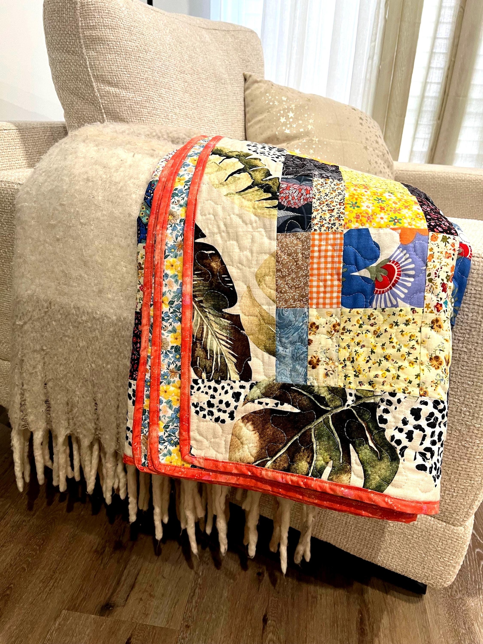 Potato Chip Quilt Pattern: Easy QAYG Scrap Quilt Tutorial (PDF Download ...
