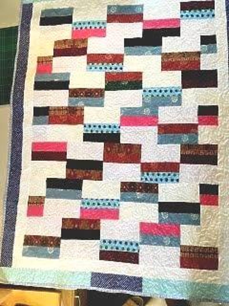 Scrappy Bricks Strip Quilt Easy Step by Step Simple Pattern Quick ...