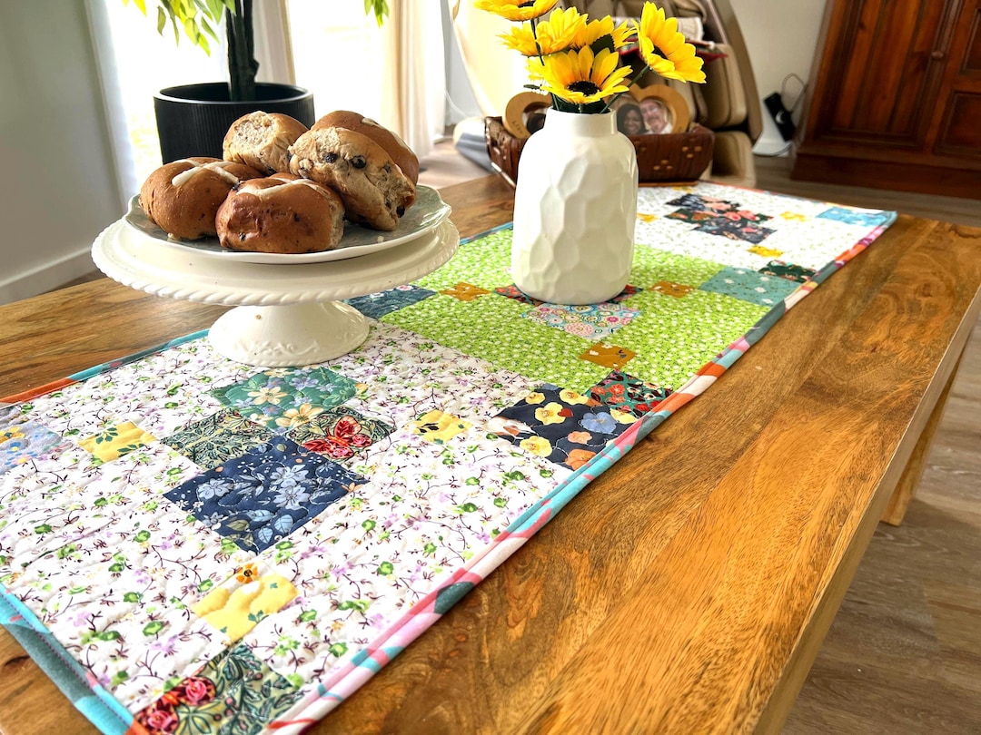 Easter Pastel Table Runner Easter Coffee Table Decor Easter Floral Hand ...