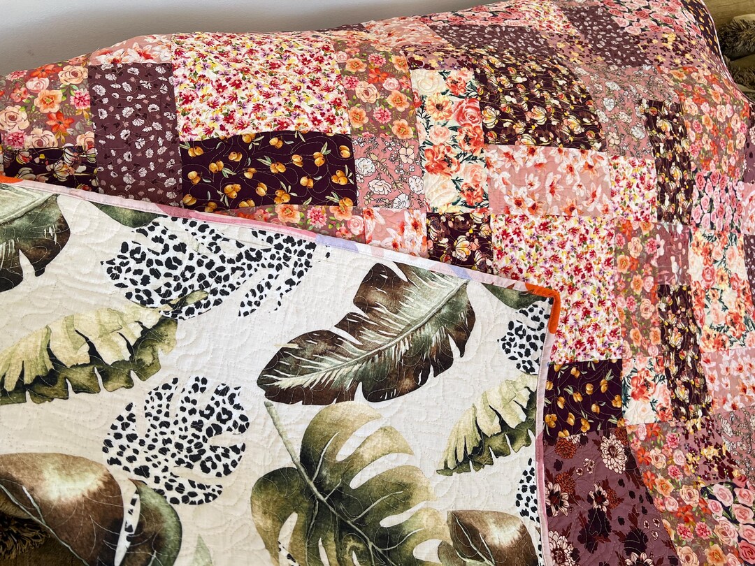Handmade Floral Quilt Vintage Inspired Patchwork Quilt Cozy Throw ...